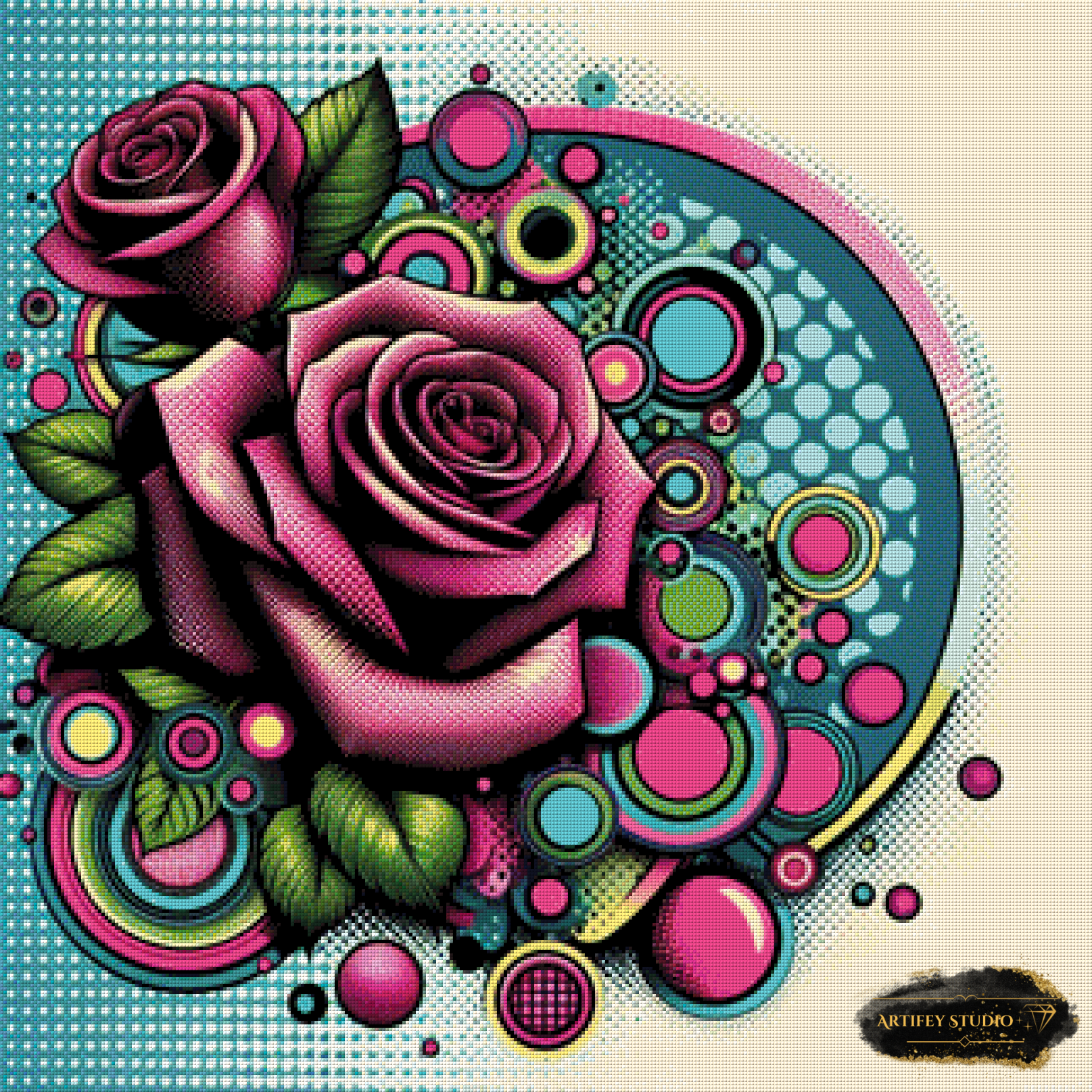 Geometrie der Blüten by MAD 80x80 mit 240 Farben – Artifey Studio