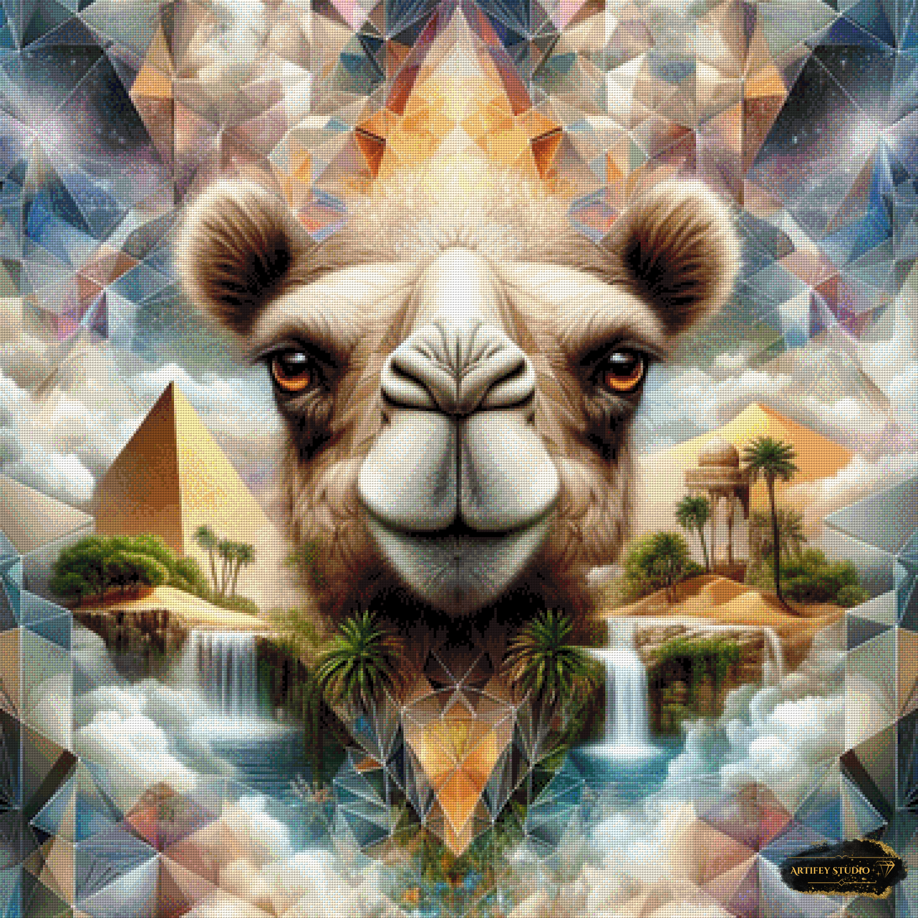 Zwischen den Pyramiden by MAD 90x90 mit 230 Farben – Artifey Studio